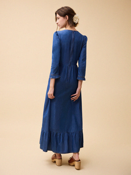 Shae Chambray Dress - Blue – Percy Langley